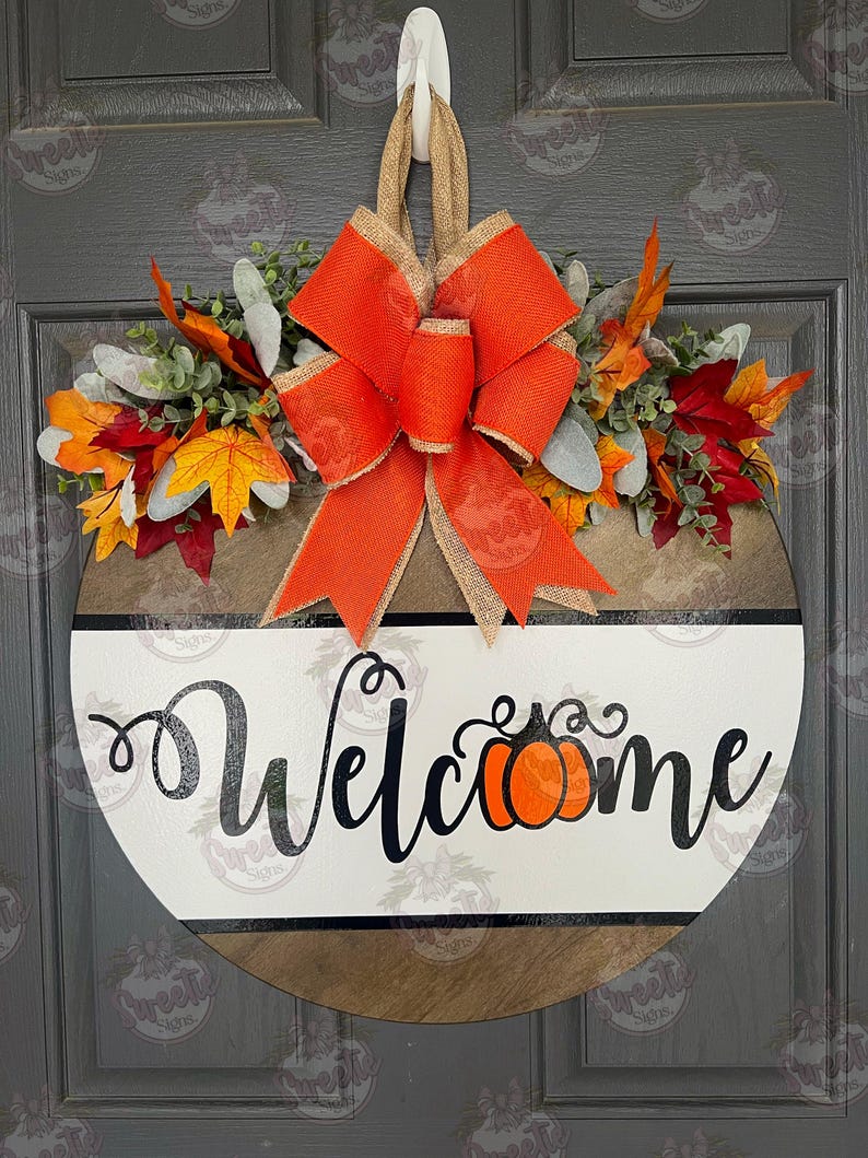 Fall Front Door Decor | Fall Door Hanger | Fall Welcome Sign | Pumpkin ...