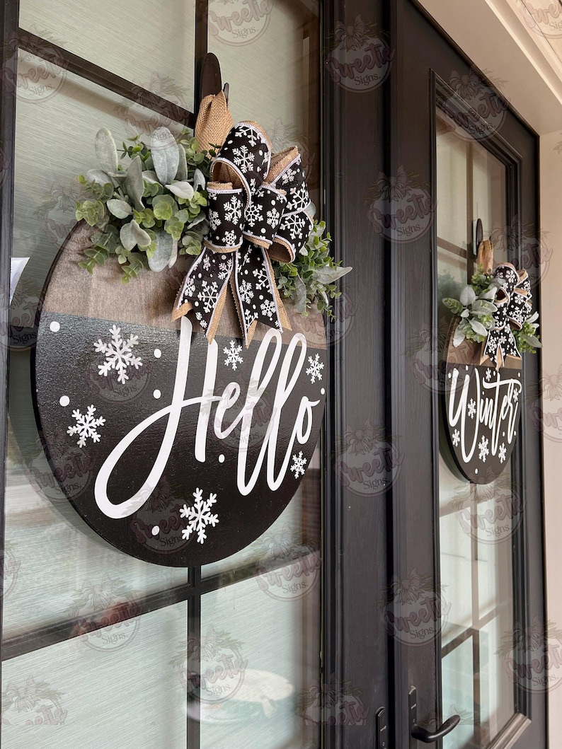 Double Door Winter Signs | Hello Winter Double Door Set | Double Door ...