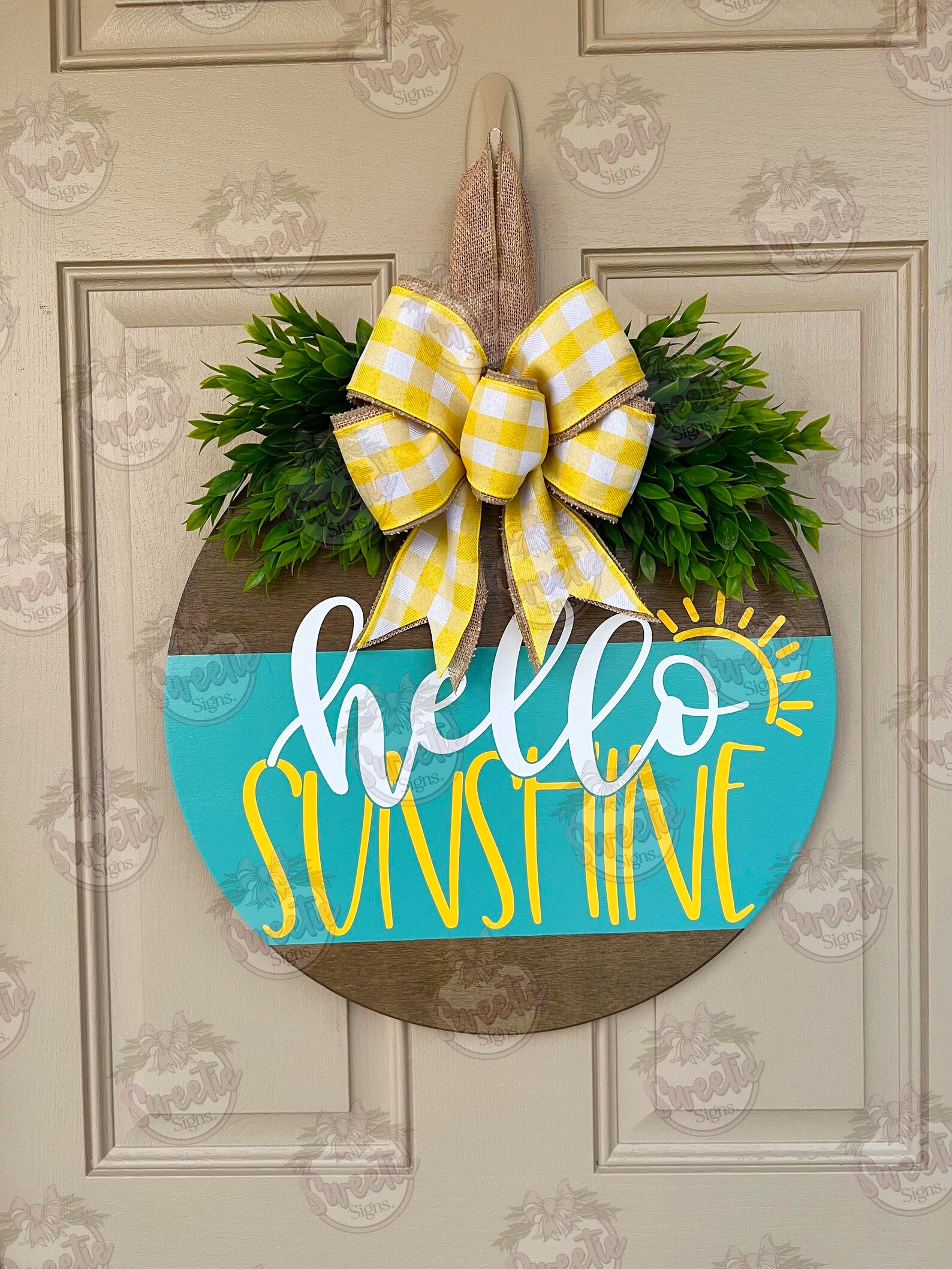 Summer Front Door Decor Hello Sunshine Summer Door Hanger Summer Wreath ...