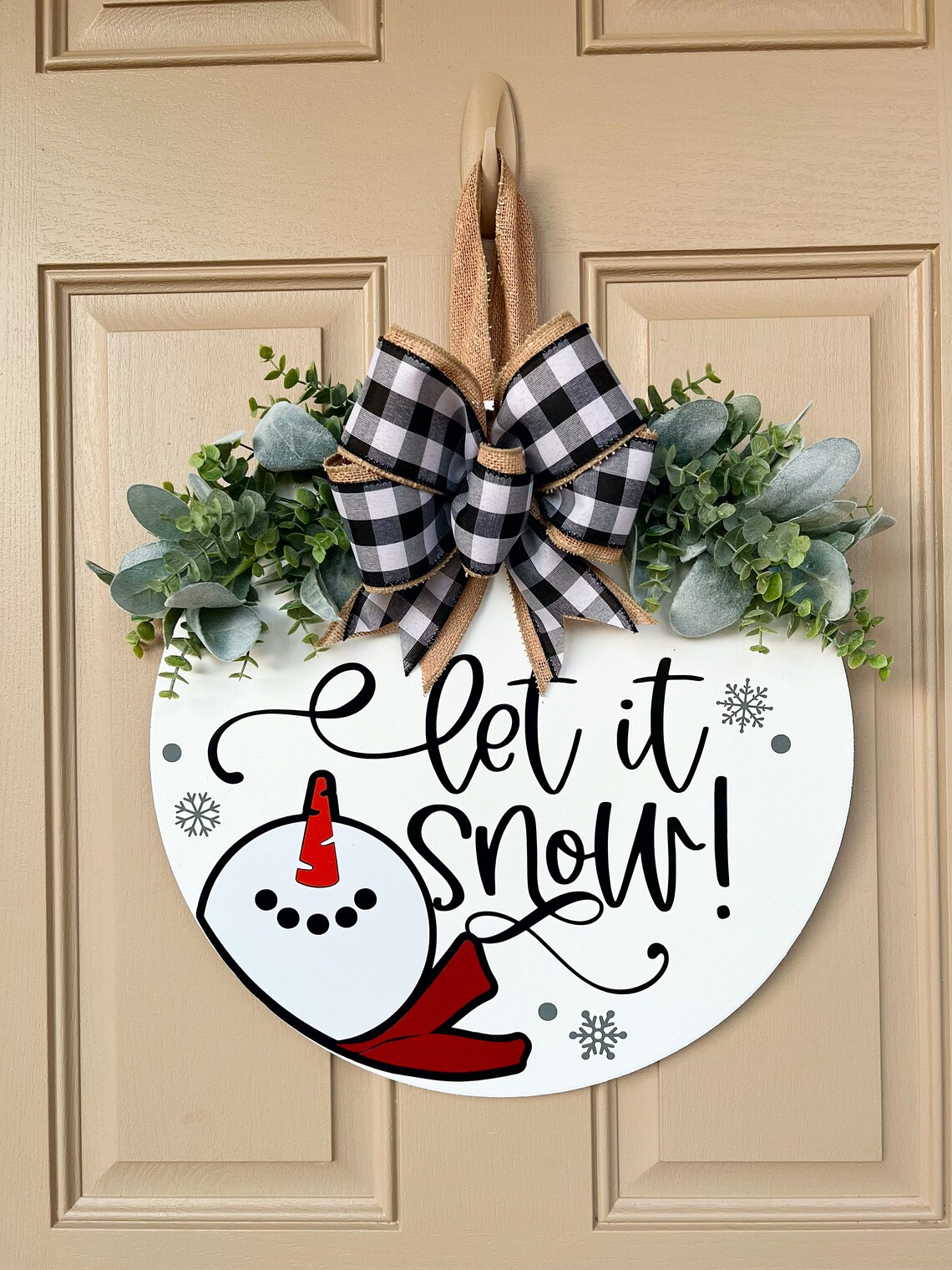 Winter Front Door Decor Let It Snow Snowman Front Door - Etsy