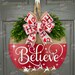 Christmas Front Door Decor Merry Christmas Believe Christmas Wreath ...