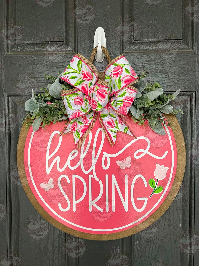 Spring Front Door Decor | Hello Spring Wreath | Spring Wreath | Tulips ...