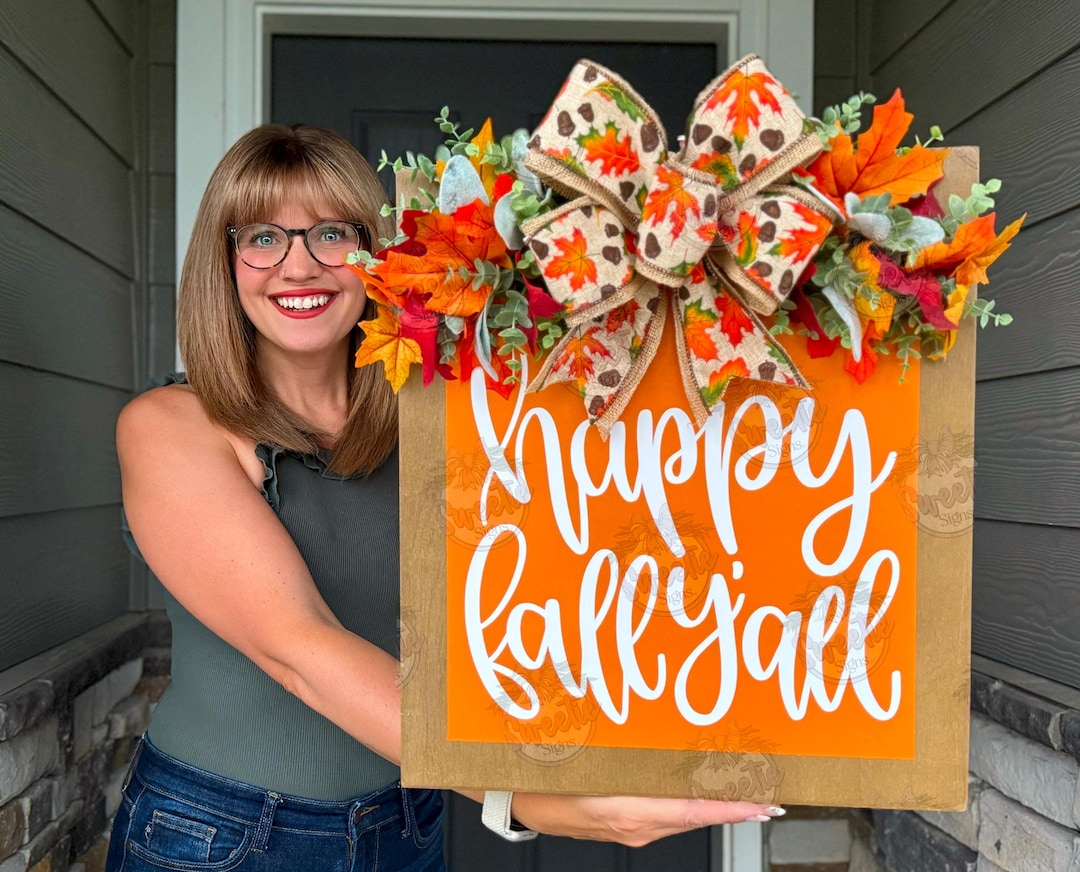 Fall Front Door Decor | Happy Fall Y'all | Fall Wreath | Fall Sign ...