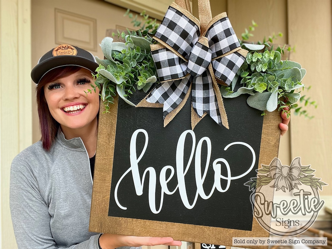 Front Door Decor | Hello | Front Door Sign | Door Sign | Door Hanger ...
