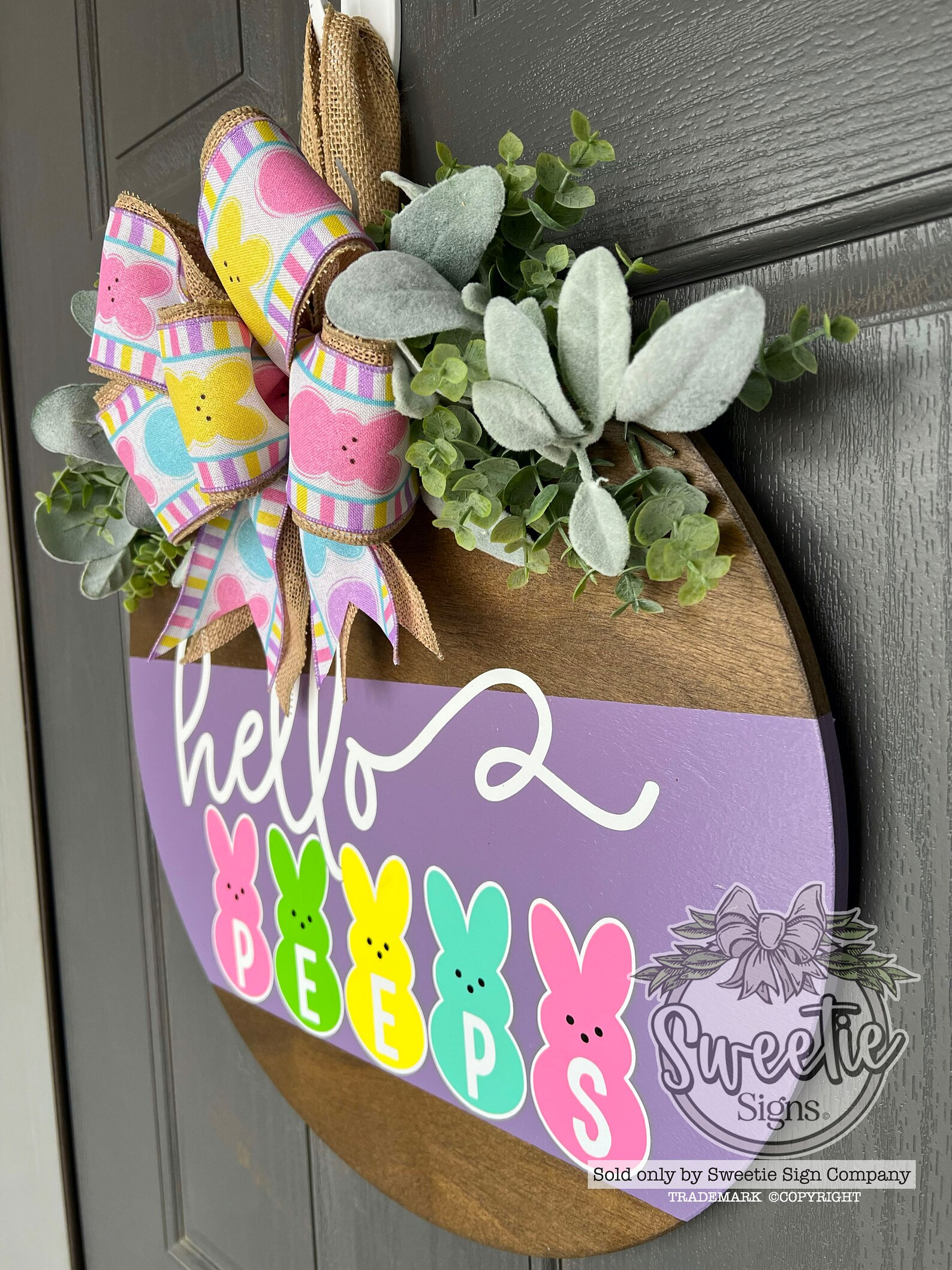 Happy Easter Front Door Decor Easter Welcome Sign Hello Peeps Easter ...