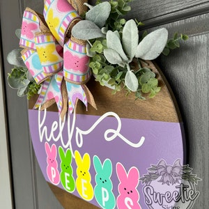 Happy Easter Front Door Decor | Easter Welcome Sign | Hello Peeps ...
