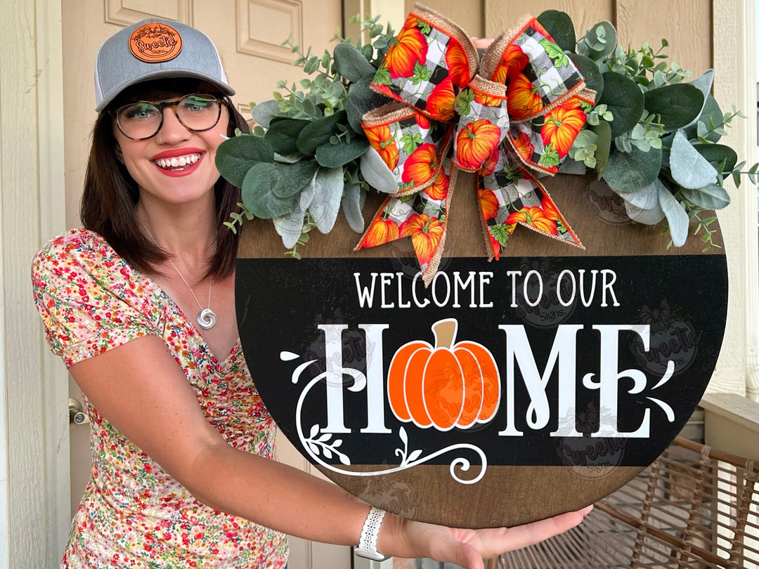 Fall Front Door Decor | Fall Door Hanger | Fall Welcome Sign | Seasonal ...