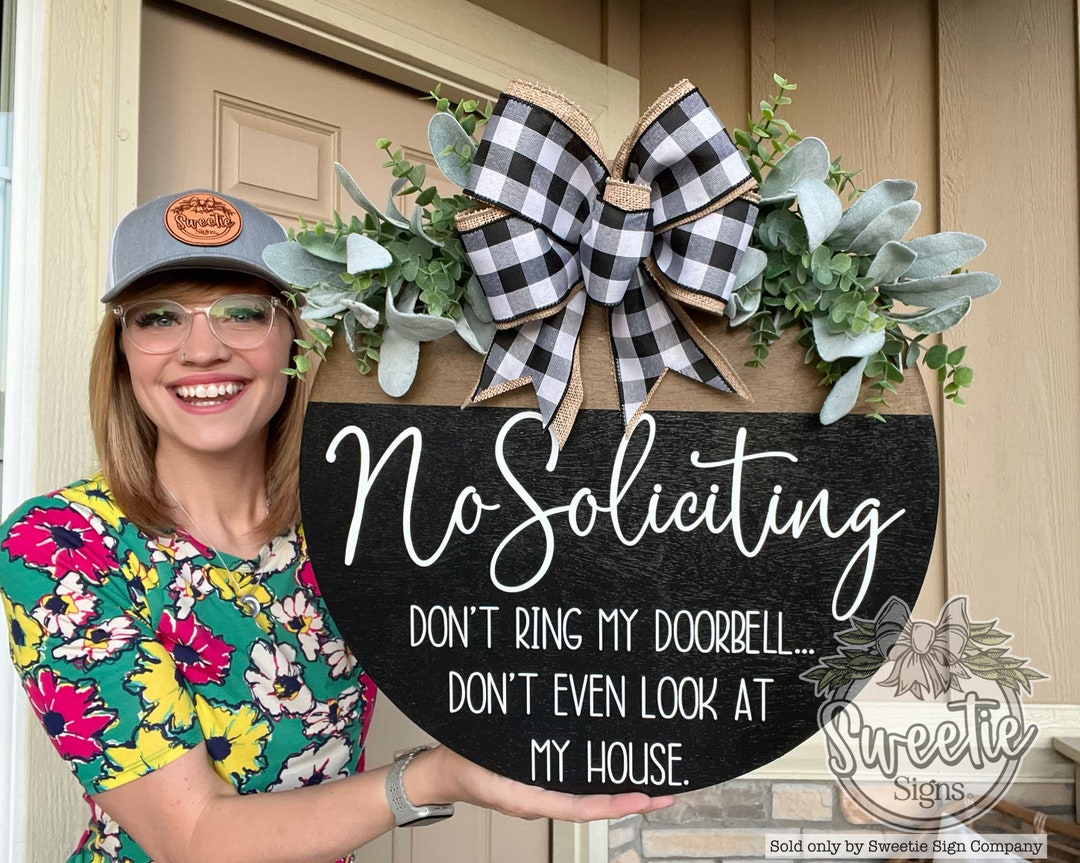 Front Door Decor | No Soliciting Sign | Year Round Wreath | Funny Front ...