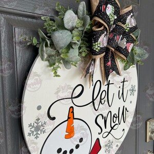 Winter Front Door Decor | Let It Snow | Snowman Front Door Wreath ...