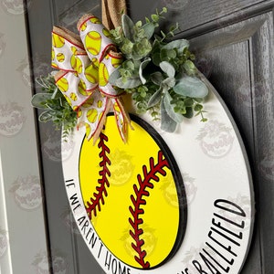 Front Door Decor | Welcome Sign | Softball | Summer Wreath | Softball ...