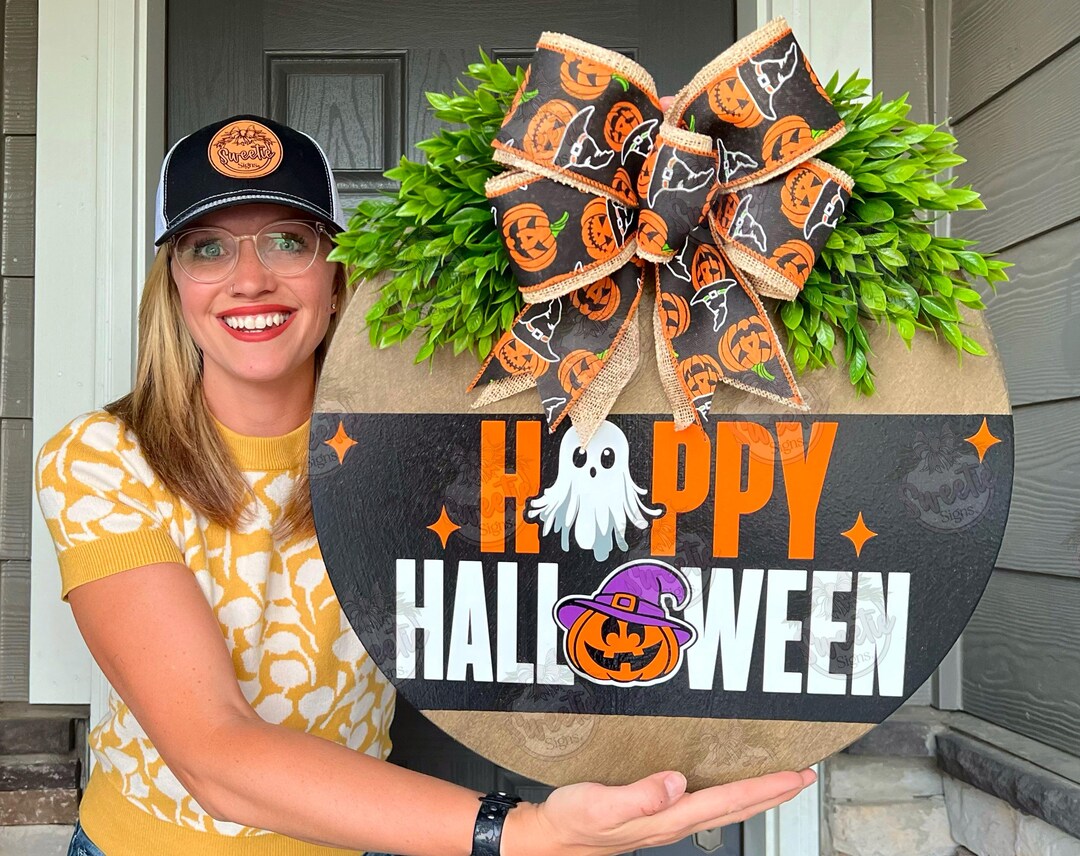 Halloween Front Door Decor | Happy Halloween | Halloween Door Sign ...