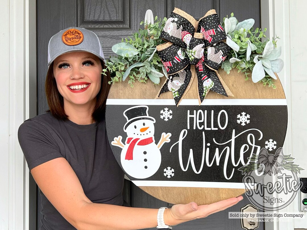 Winter Front Door Decor | Snowman | Winter Front Door Wreath | Winter ...