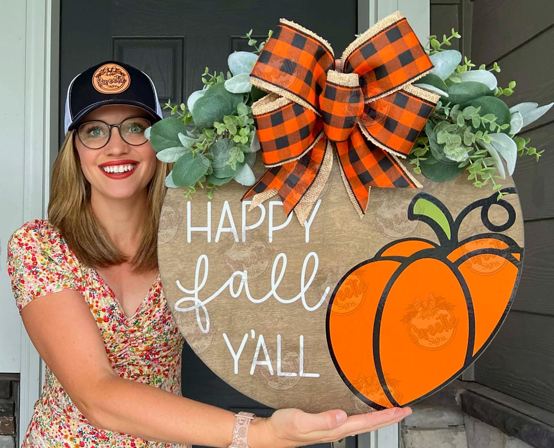 Fall Front Door Decor | Happy Fall Y'all L | Fall Wreath | Fall Sign ...