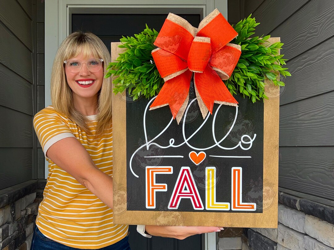 Fall Front Door Decor | Hello Fall | Fall Front Door Sign | Fall Door ...