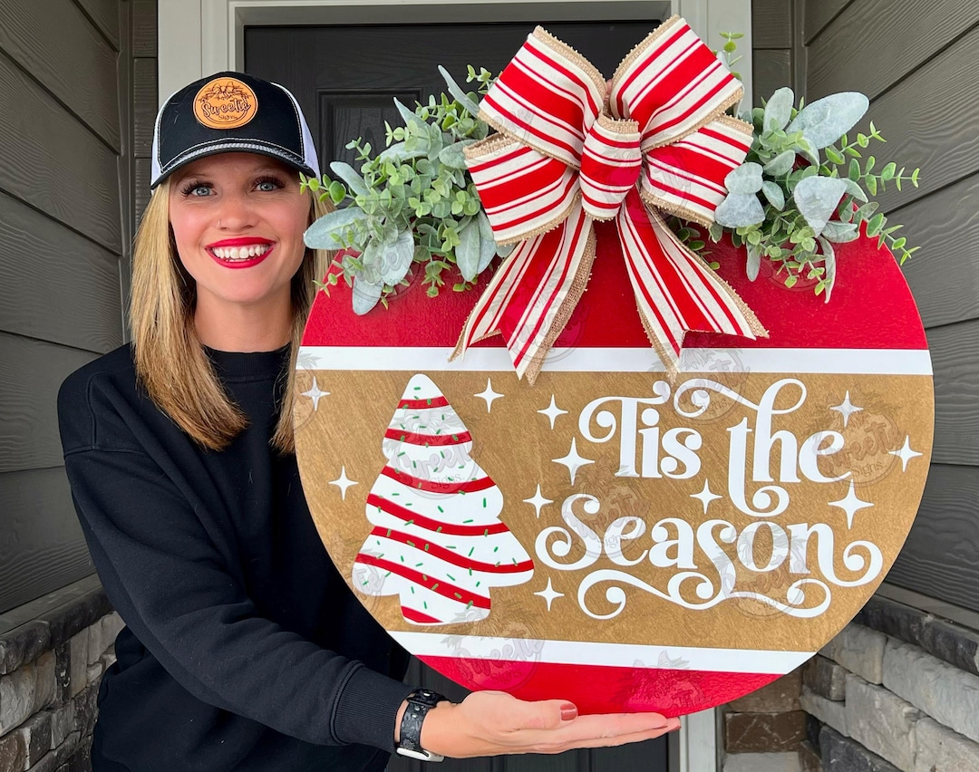 Christmas Front Door Decor | Tis the Season | Christmas Wreath ...