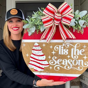 Christmas Front Door Decor | Tis the Season | Christmas Wreath ...