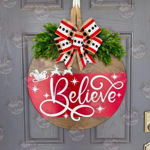 Christmas Front Door Decor | Merry Christmas | Believe | Christmas ...