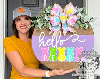 Easter Welcome Sign | Bunny Door Hanger | Easter Front Door Decor ...