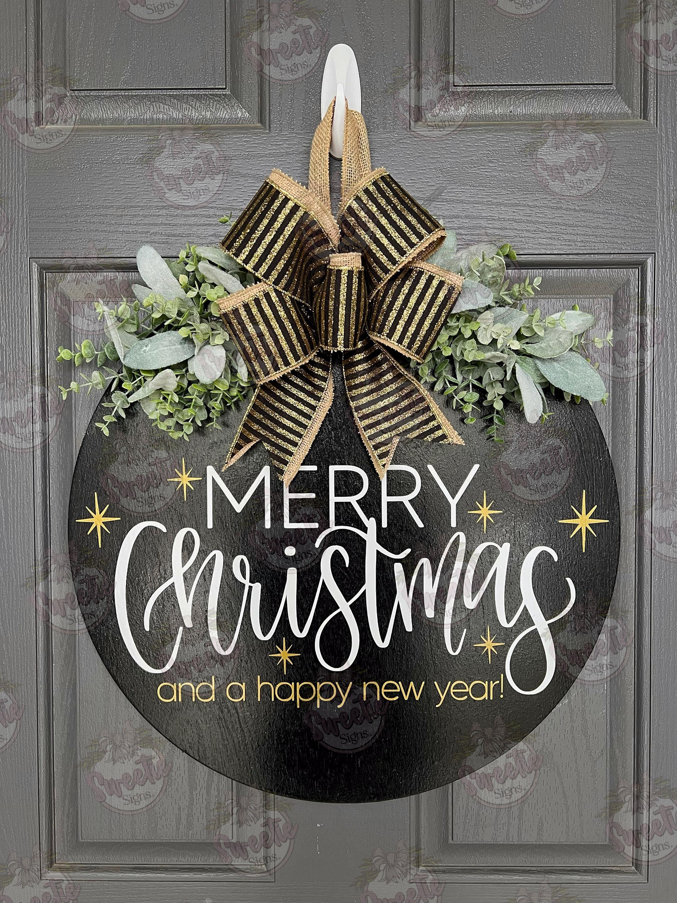 New Year Front Door Decor | Merry Christmas and Happy New Year | New ...