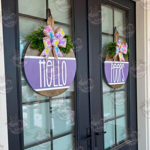 Double Door Front Door Decor | Hello Peeps | Easter Double Door Signs ...