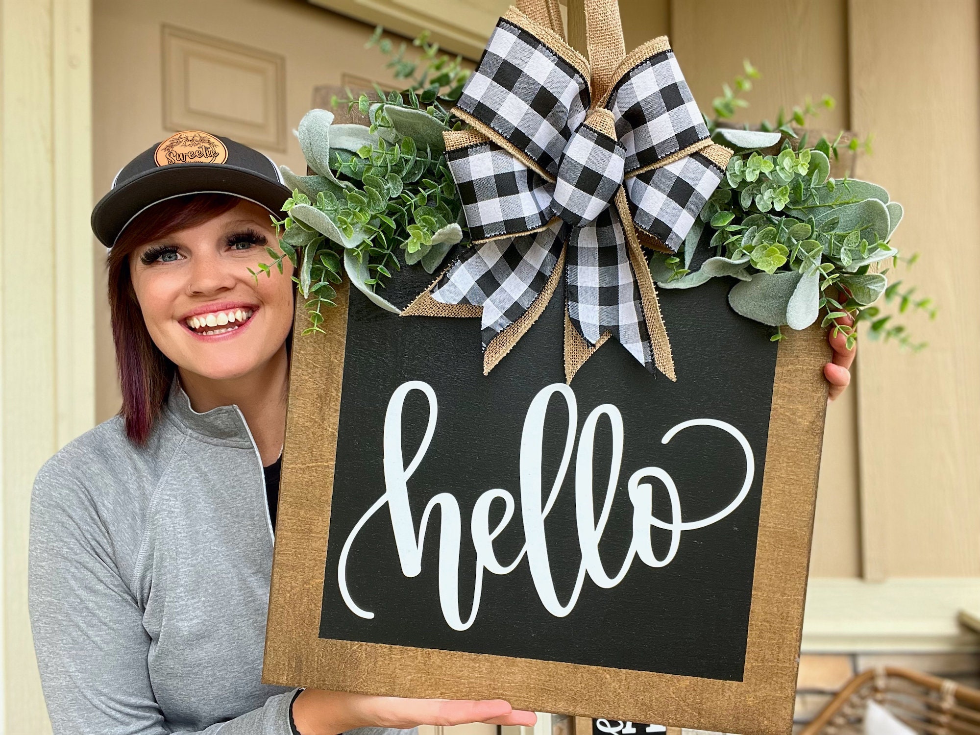 Front Door Decor Hello Front Door Sign Door Sign Door - Etsy