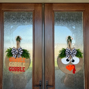 Thanksgiving Front Door Decor Gobble Gobble Gobble Turkey - Etsy