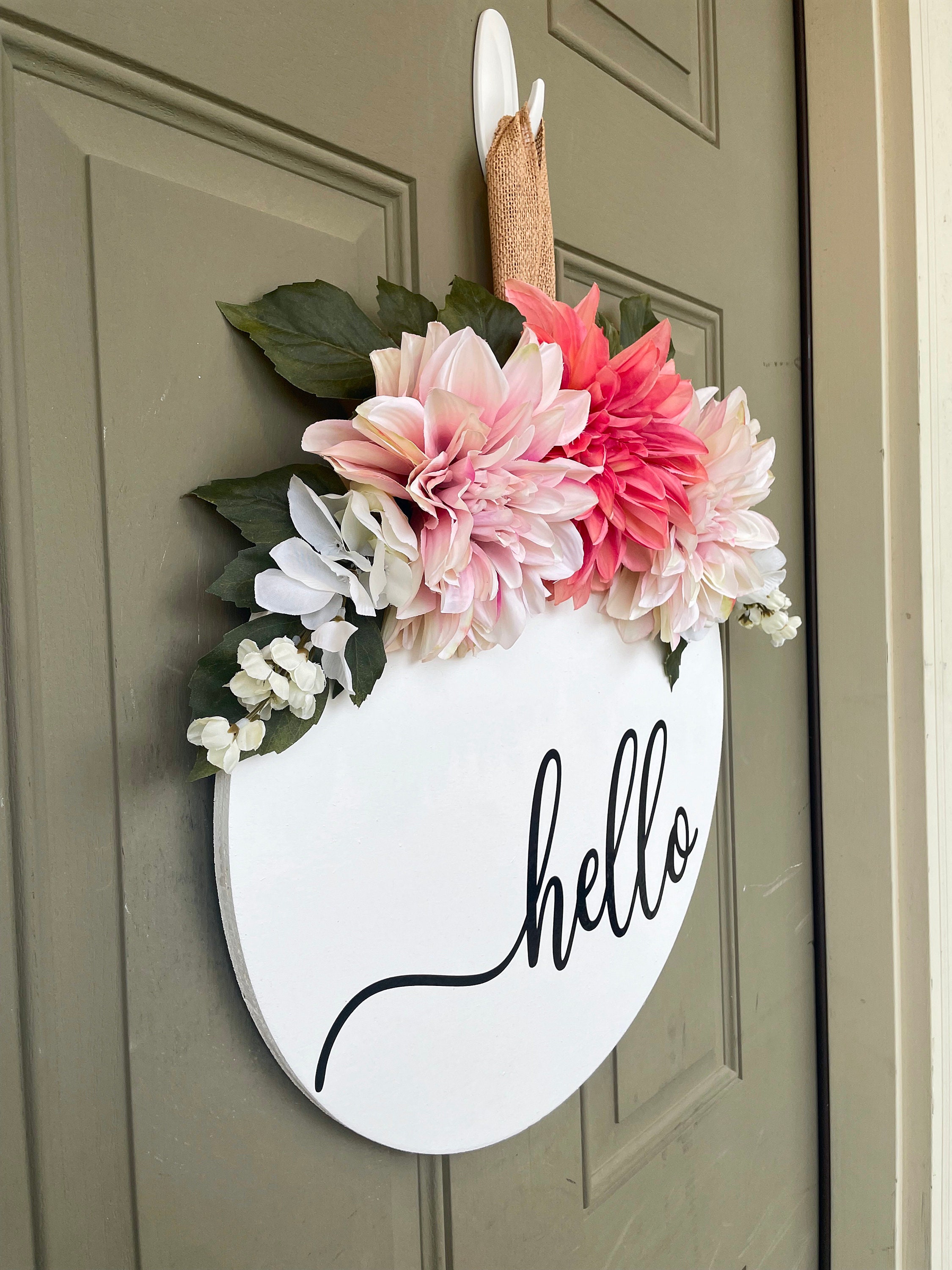 Front Door Decor Front Door Wreath Hello Spring Wreath - Etsy