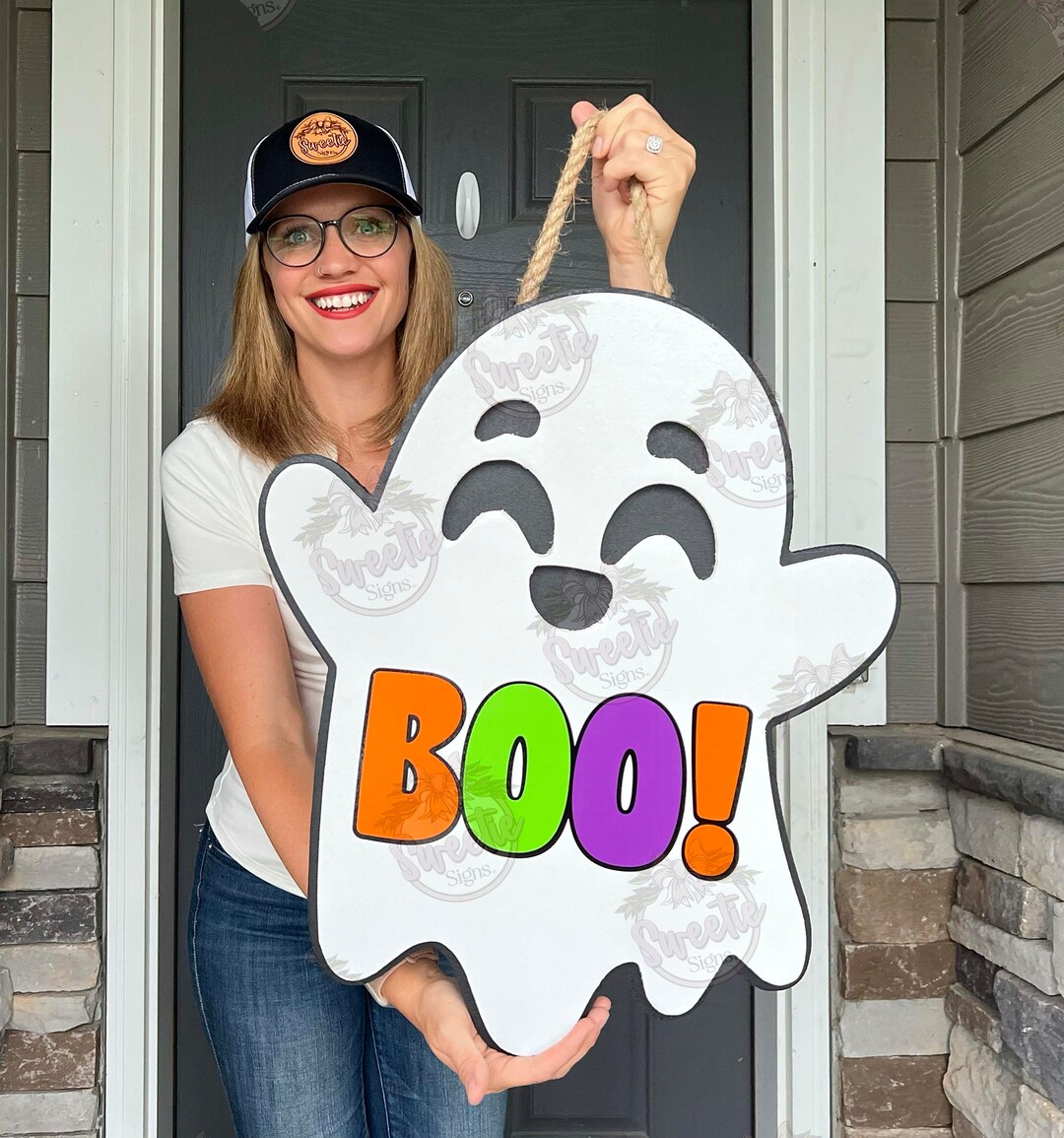 Halloween Front Door Decor | Halloween Wreath | Boo | Ghost | Halloween ...