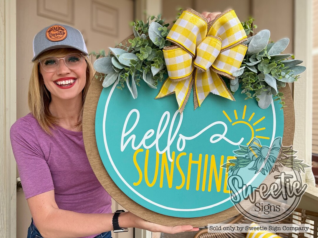Summer Front Door Decor Hello Sunshine Summer Door Hanger Summer Wreath ...