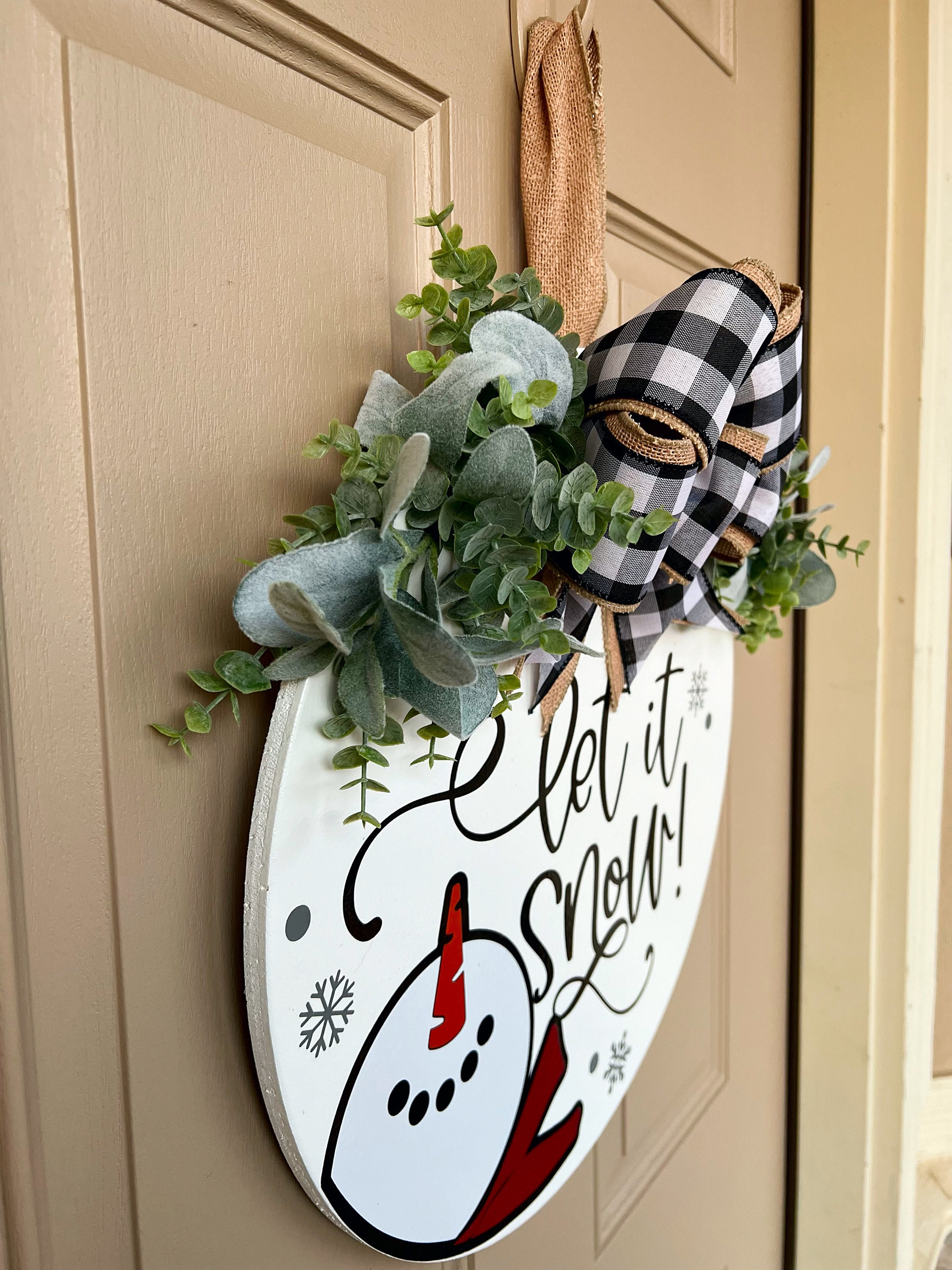 Winter Front Door Decor Let It Snow Snowman Front Door - Etsy