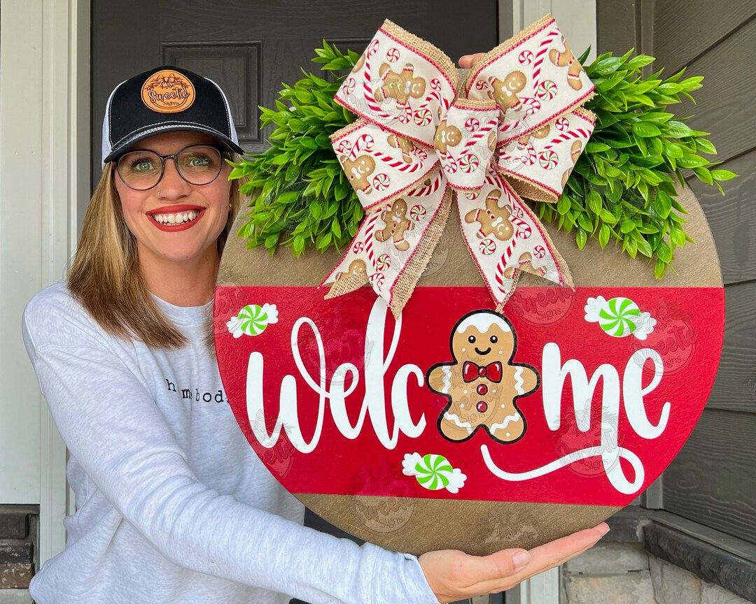Christmas Front Door Decor | Gingerbread Man | Christmas Wreath ...