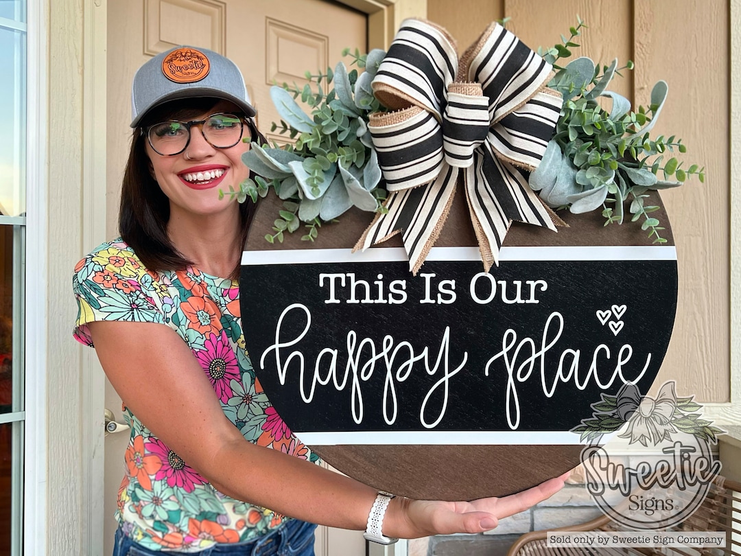 Front Door Decor | Front Door Wreath | This is Our Happy Place | Year ...