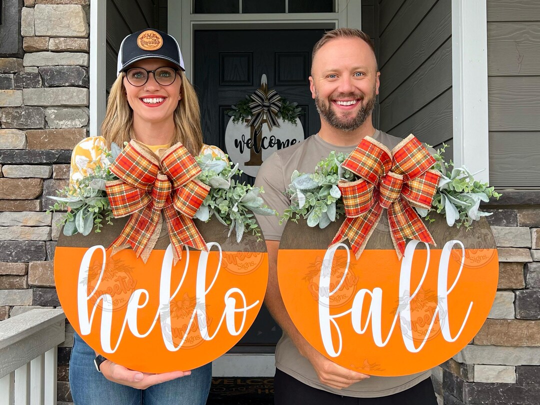 Fall Front Door Decor Hello Fall Fall Decor Fall Signs Double Door ...