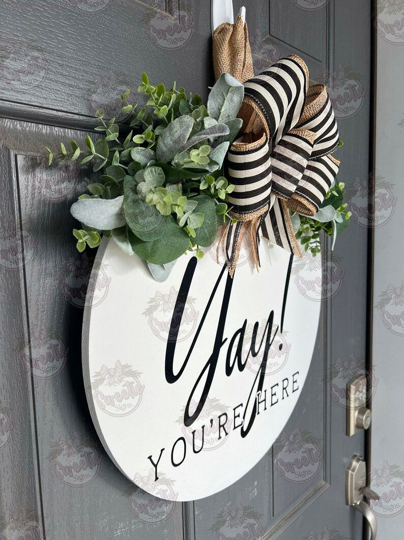 Front Door Decor | Yay You're Here! | Front Door Wreath | Year Round ...
