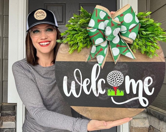 Masters Golf Tournament Front Door Decoration Hanger Wooden Sign Choose ...