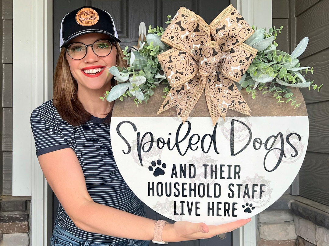 Dog Front Door Decor | Dog Welcome Sign | Year Round Wreath | Dog | Dog ...