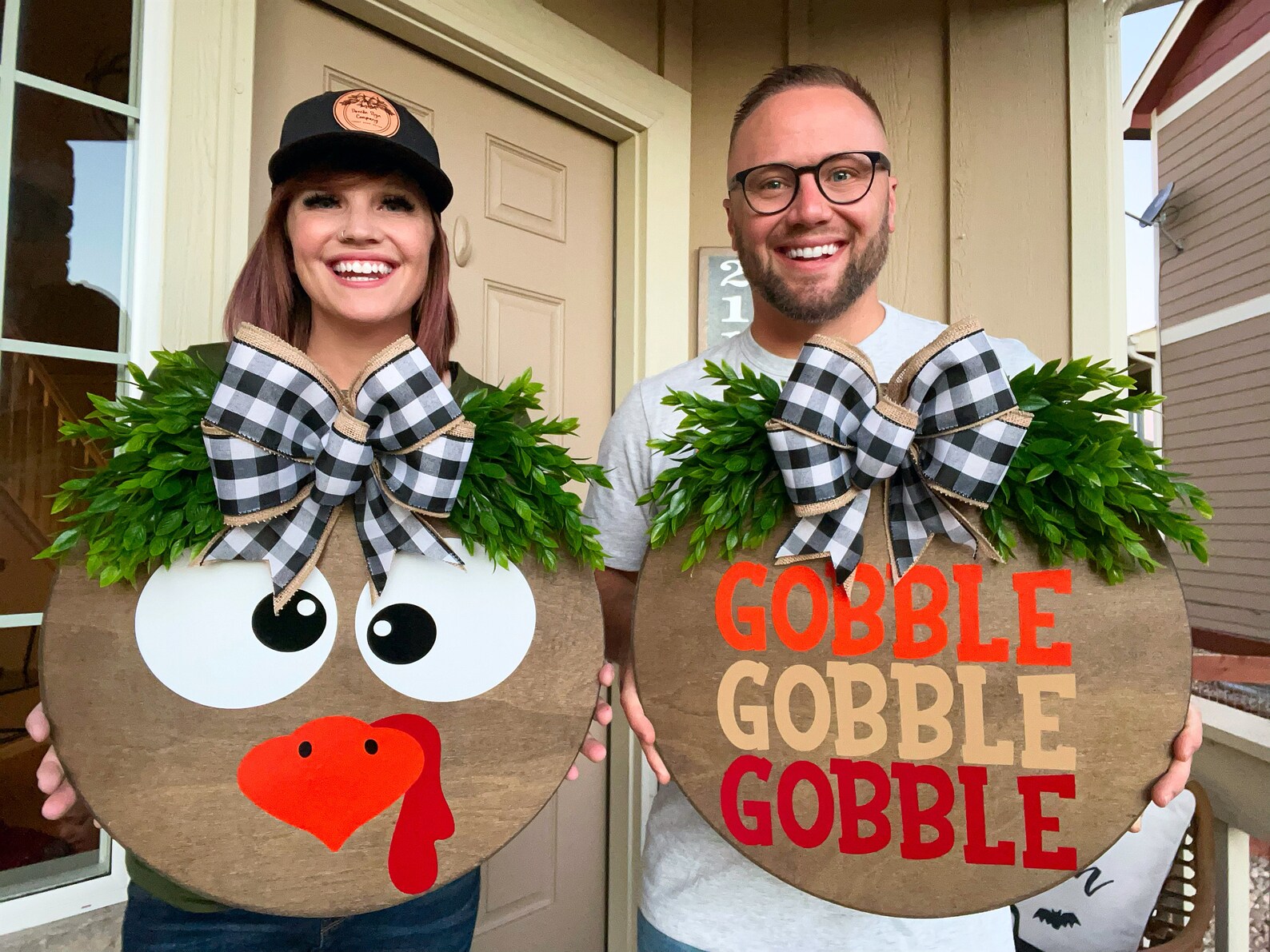 Thanksgiving Front Door Decor Gobble Gobble Gobble Turkey - Etsy
