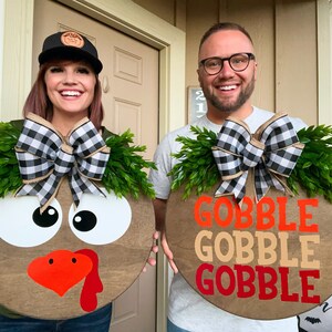 Thanksgiving Front Door Decor Gobble Gobble Gobble Turkey - Etsy