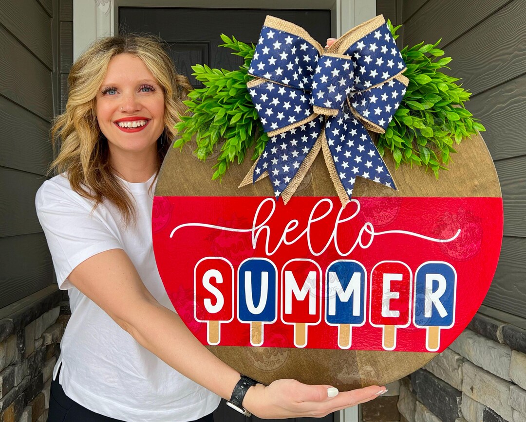 Summer Front Door Decor | Hello Summer | Popsicles | Summer Door Hanger ...