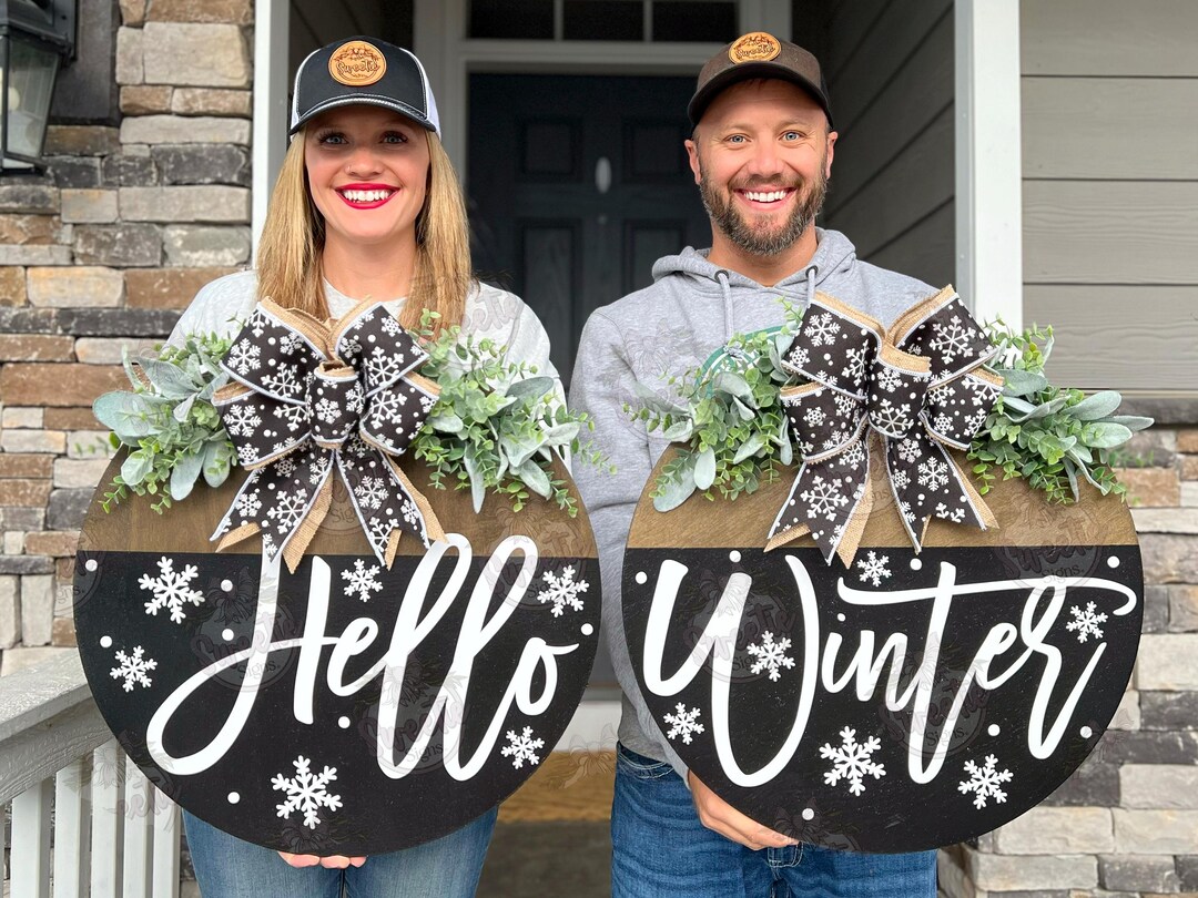Double Door Winter Signs | Hello Winter Double Door Set | Double Door ...