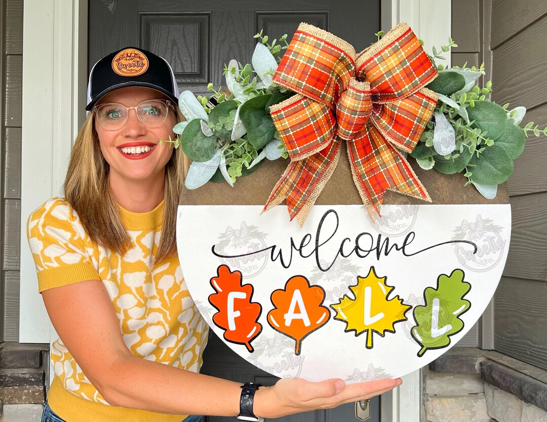Fall Front Door Decor | Fall Door Hanger | Welcome Fall | Fall Decor ...