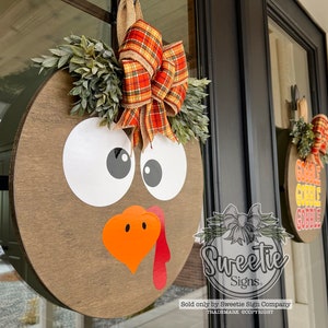 Thanksgiving Front Door Decor | Gobble Gobble Gobble | Turkey Face ...