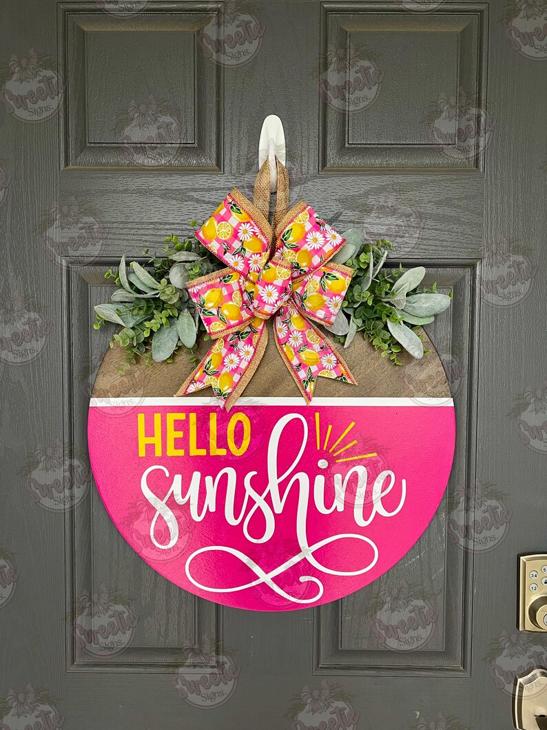 Summer Front Door Decor | Hello Sunshine | Summer Door Hanger | Summer ...