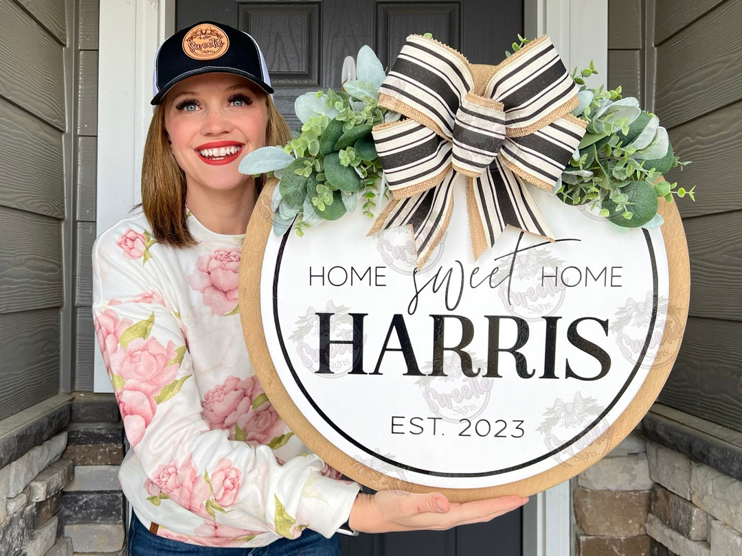 Front Door Decor Front Door Wreath Last Name/family Front Door Sign ...