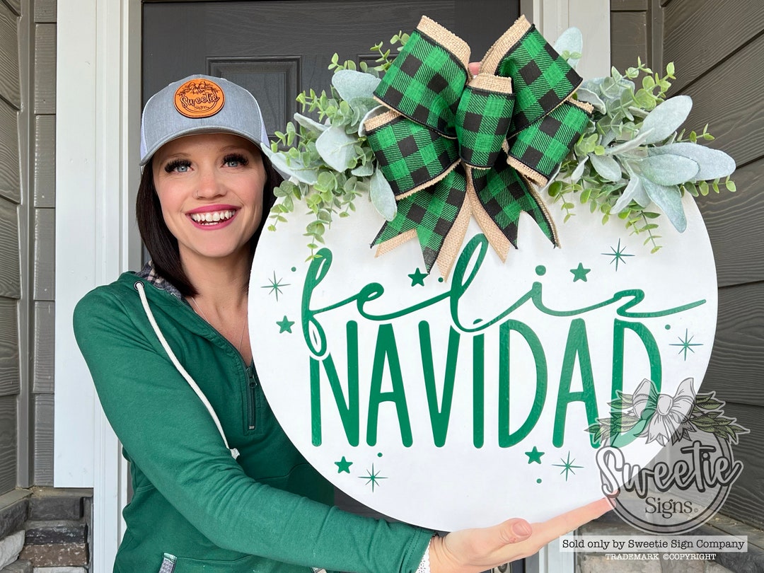 Christmas Front Door Decor Feliz Navidad Christmas Wreath Christmas ...