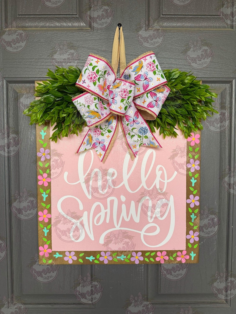 Spring Front Door Decor | Hello Spring | Spring Wreath | Spring Front ...