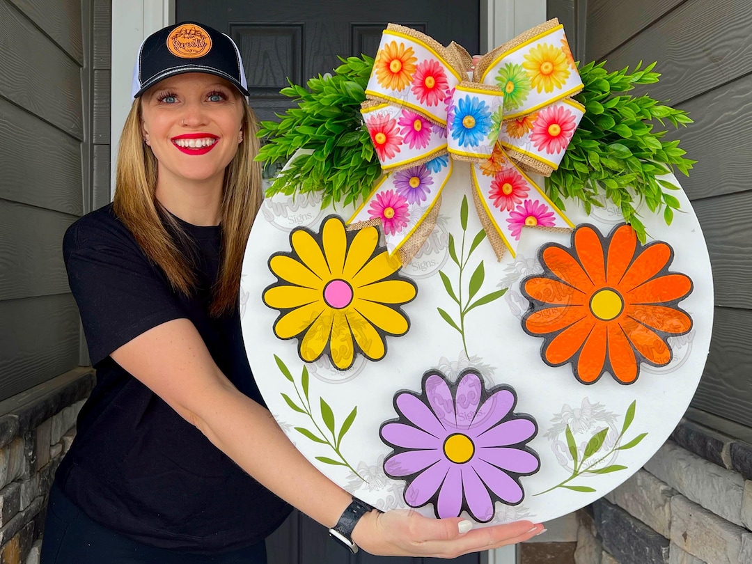 Spring Front Door Decor | Hello Spring Wreath | Spring Wreath | Daisy ...