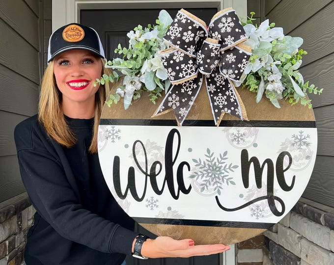 Winter Welcome Sign Let It Snow Somewehere Else Winter Front Door Decor ...