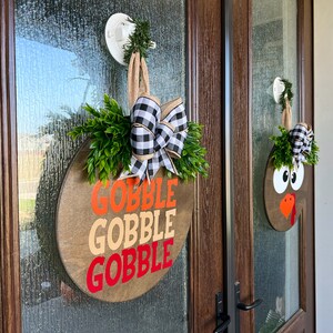 Thanksgiving Front Door Decor Gobble Gobble Gobble Turkey - Etsy