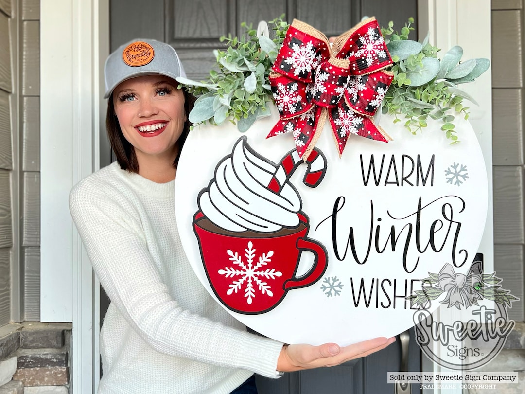 Winter Front Door Decor | Warm Winter Wishes | Winter Front Door Wreath ...
